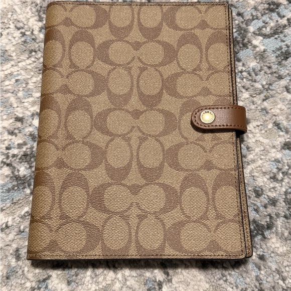 Coach | Office | Coach Tan And Brown Patterned Notebook Cover | Poshmark